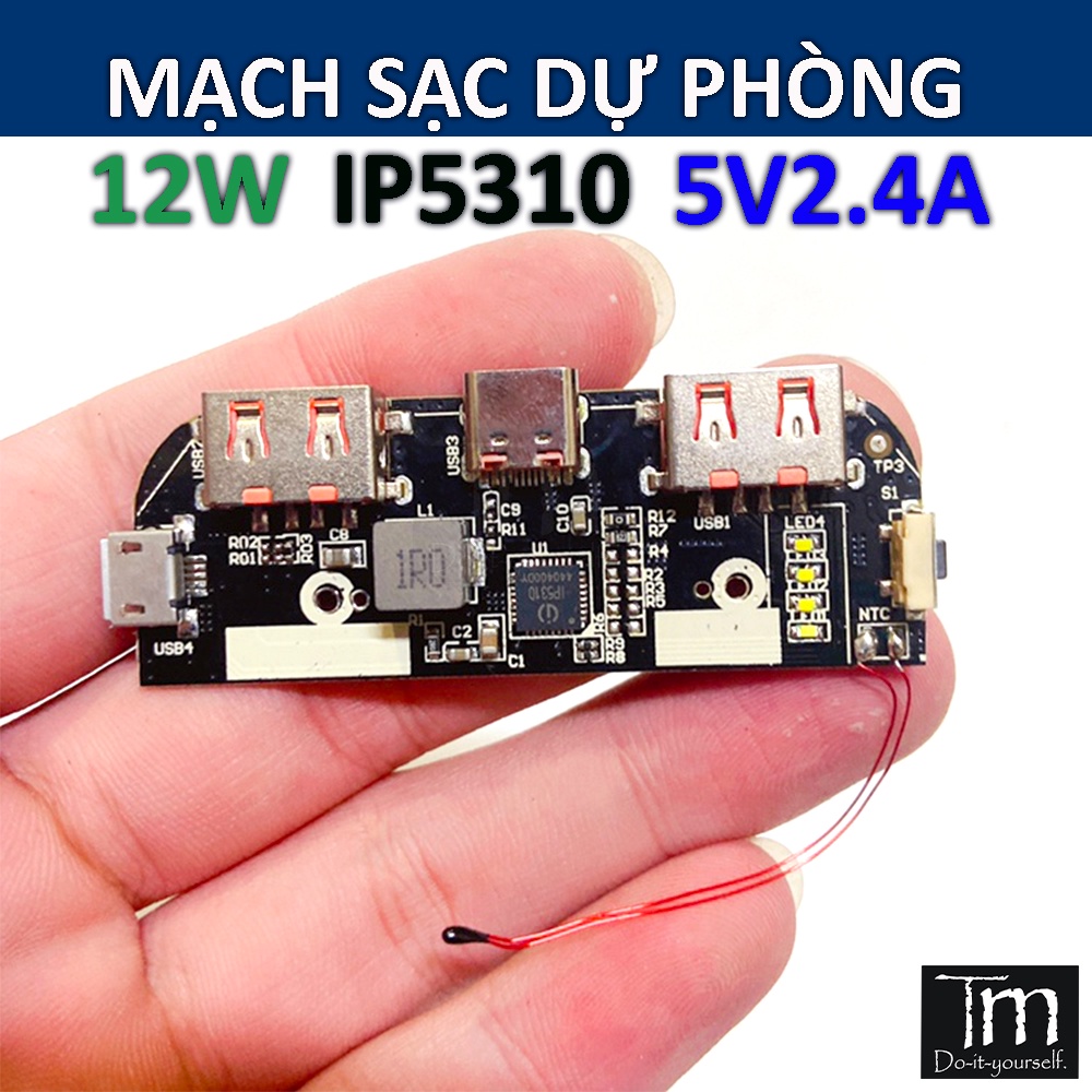 Mạch Sạc Dự Phòng 12W IP5310 TYPEC 2*USB | Shopee Việt Nam