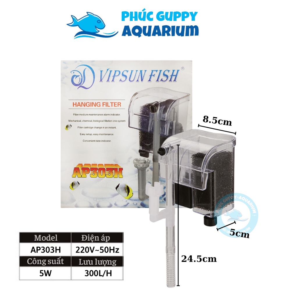 Máy Lọc Thác Bể Cá VIPSUN FISH AP-303H (5W-300L/H) | Shopee Việt Nam