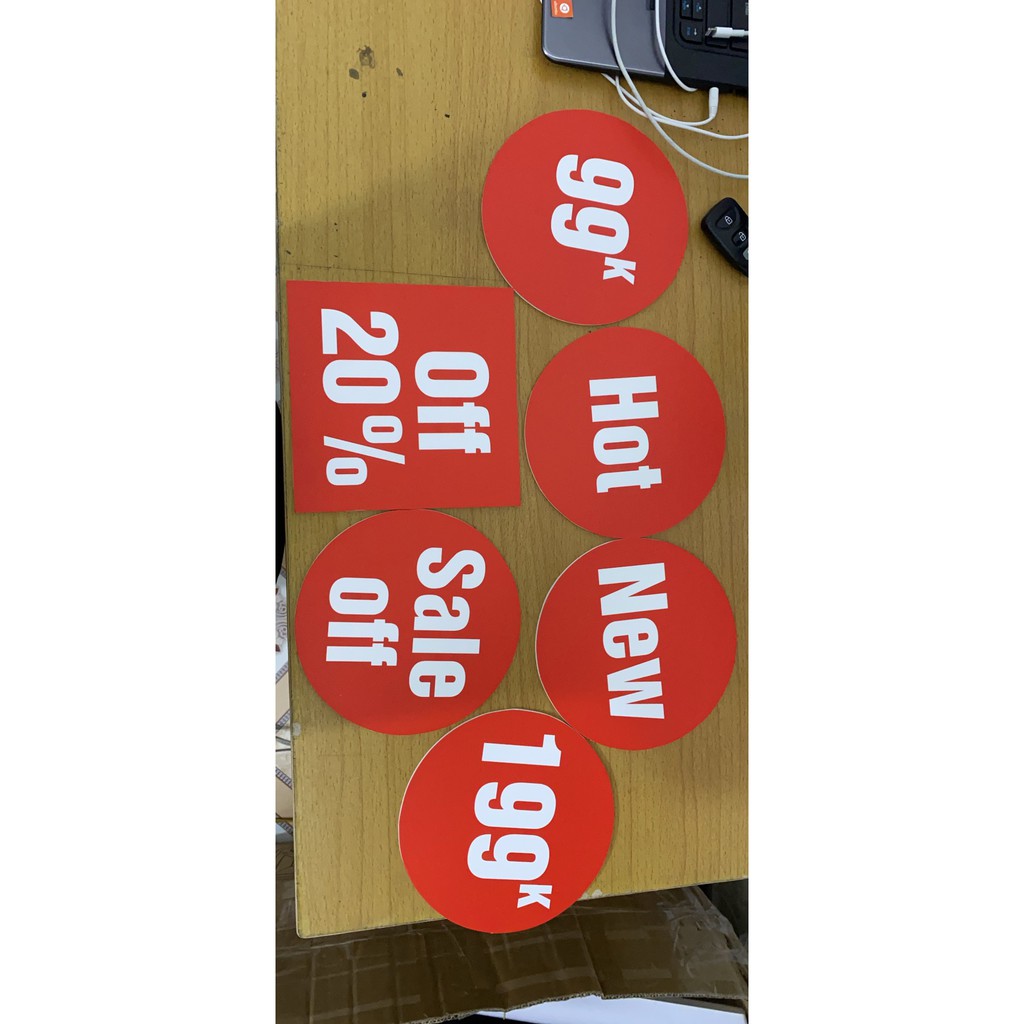 10-20 Tấm Bảng sale giảm giá 15 x15cm, in 2 mặt formex 3mm( chưa gồm ...