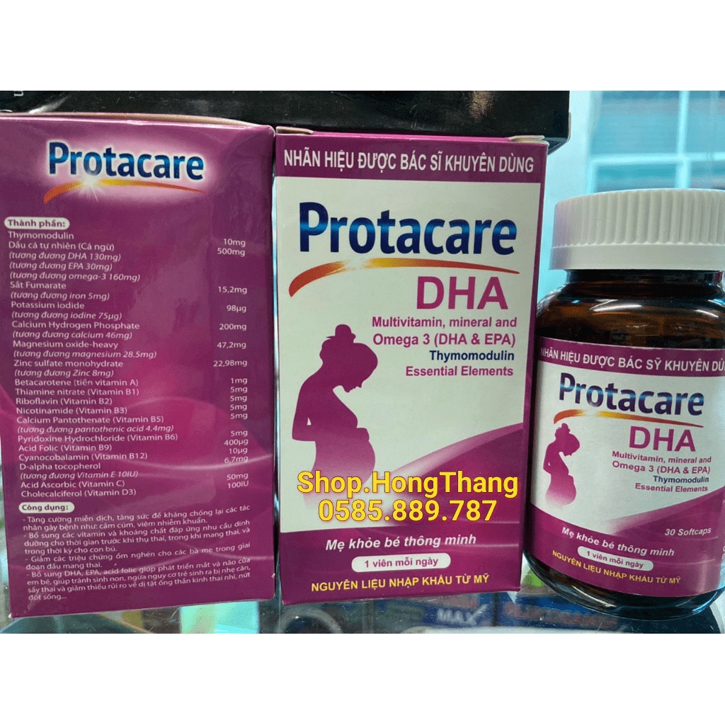 viên uống Protacare DHA Viên bổ bà bầu Bổ sung sắt, acid folic, vitamin cho mọi phụ nữ mang thai ...