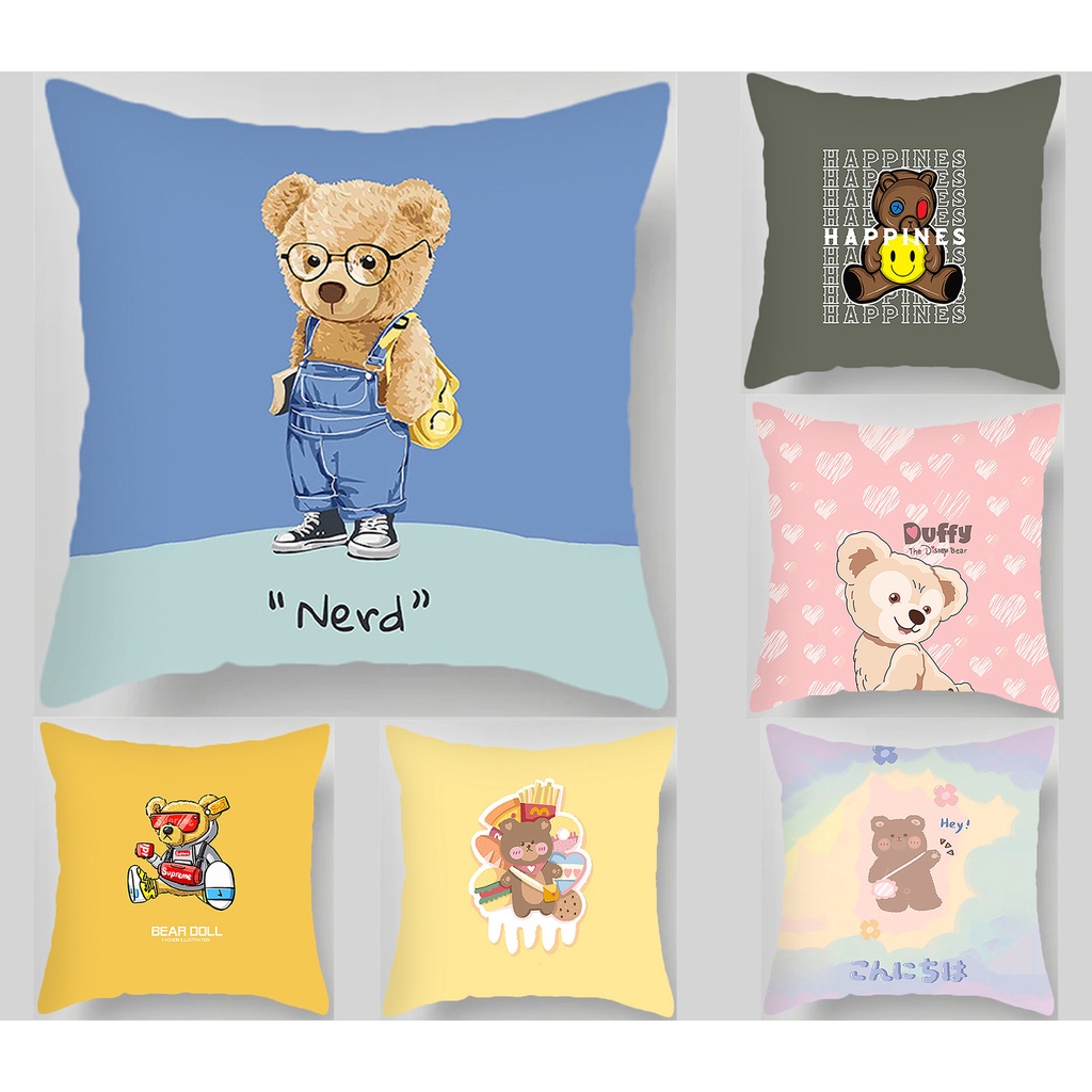 Vỏ Gối Vải cotton Hình Gấu Dễ Thương Kích Thước 40X40,45X45,50X50,60X60 ...