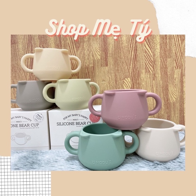(KO Nắp) Cốc / ly uống nước Silicon Modui Bluemama hình gấu cho bé từ 6 ...