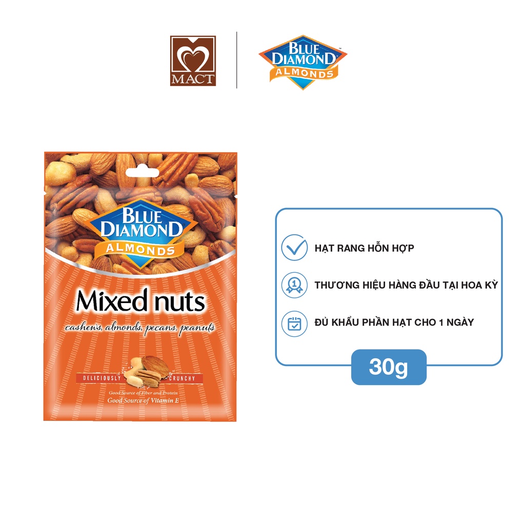 Hỗn hợp hạt rang BLUE DIAMOND - Mixed Nuts - Túi 30g | Shopee Việt Nam