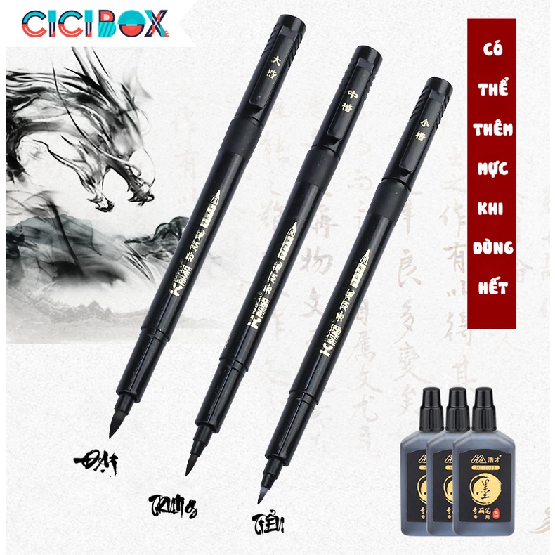 Bút Brush Pen Viết Calligraphy Lettering Thư Pháp Có Thể Bơm Mực, Bút ...