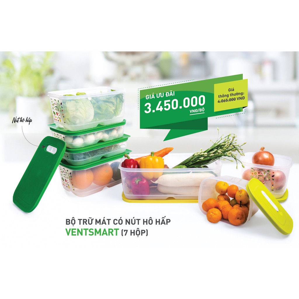 Bộ Trữ Mát có nút hô hấp Ventsmart Tupperware 7 hộp | Shopee Việt Nam