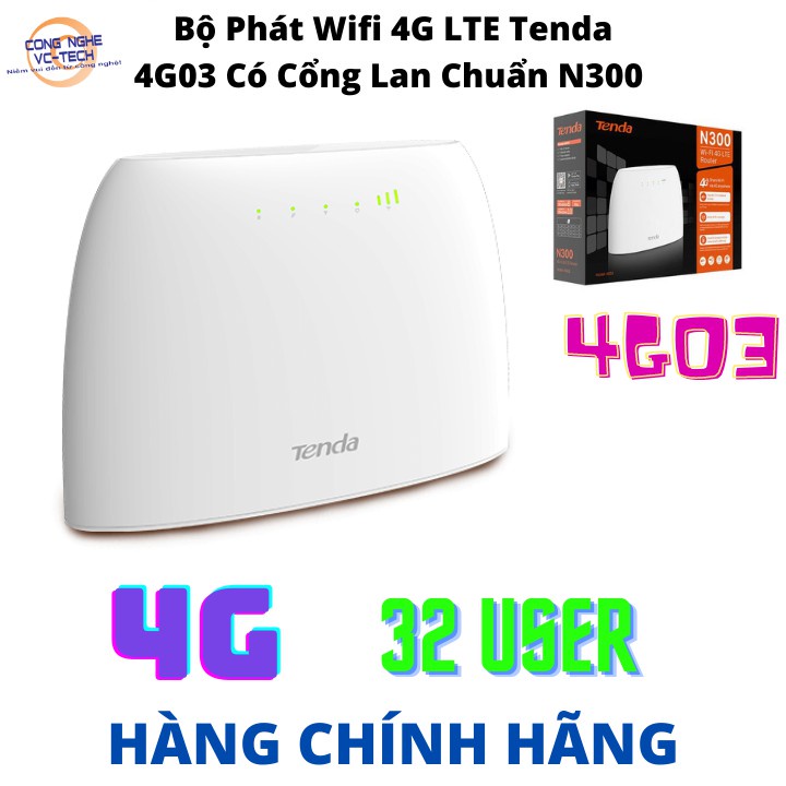 Bộ Phát Wifi 4G LTE Tenda 4G03 Có Cổng Lan Chuẩn N300 - Hàng Chính Hãng ...