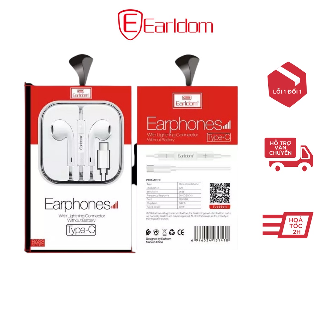 Tai nghe chân type C chính hãng siêu bền có bảo hành Earldom E19 ...