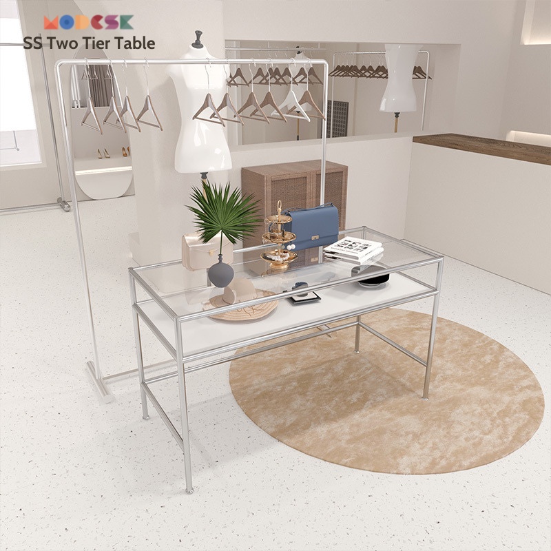 Bàn Studio Modesk SS Two Tier Table - Khung Inox 304 Dày 1.2mm, Kính ...