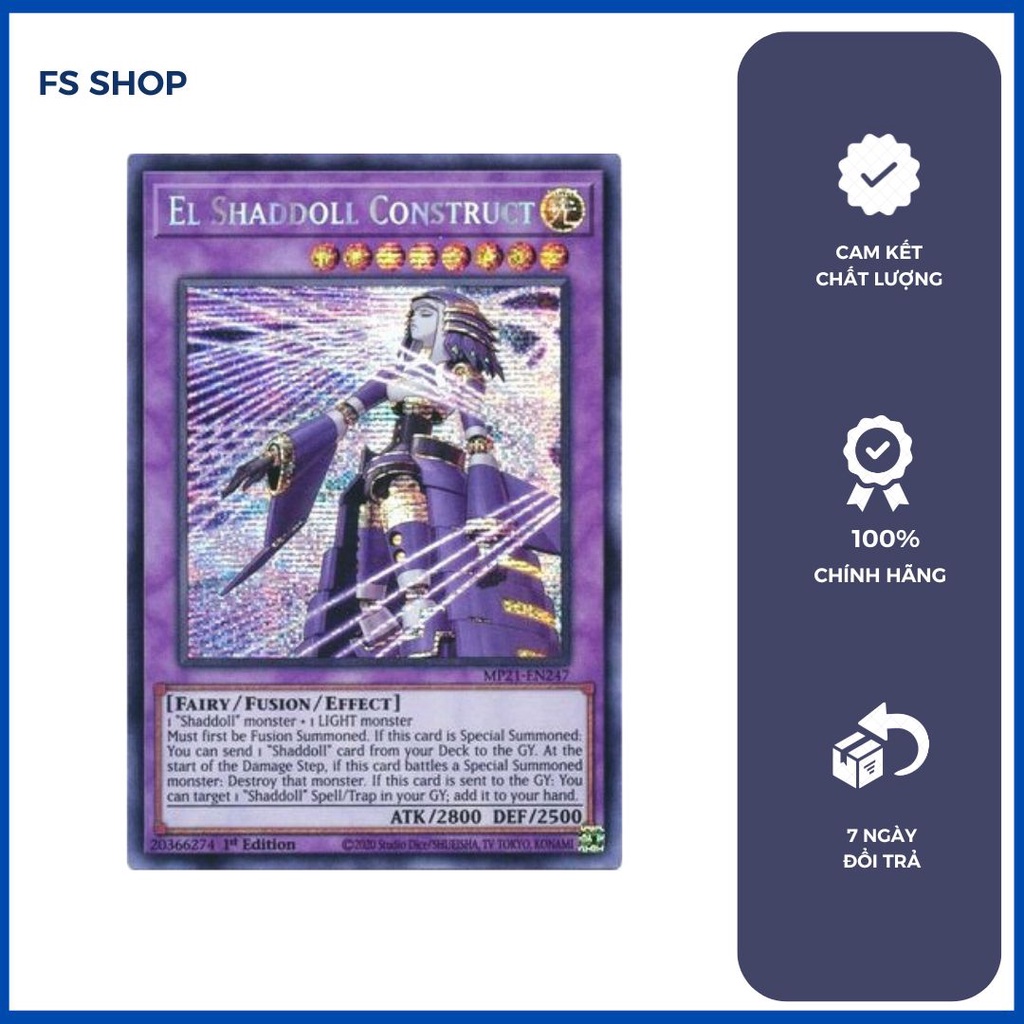 Thẻ bài yugioh chính hãng El Shaddoll Construct (Prismatic Secret Rare ...