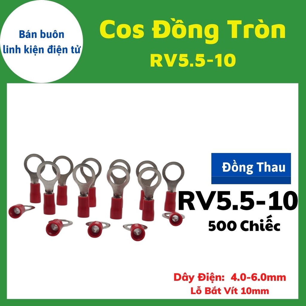 500 Đầu cos tròn RV5.5-10, đầu cos tròn, đầu cos dây điện, RV5.5-10, đầu cos | Shopee Việt Nam