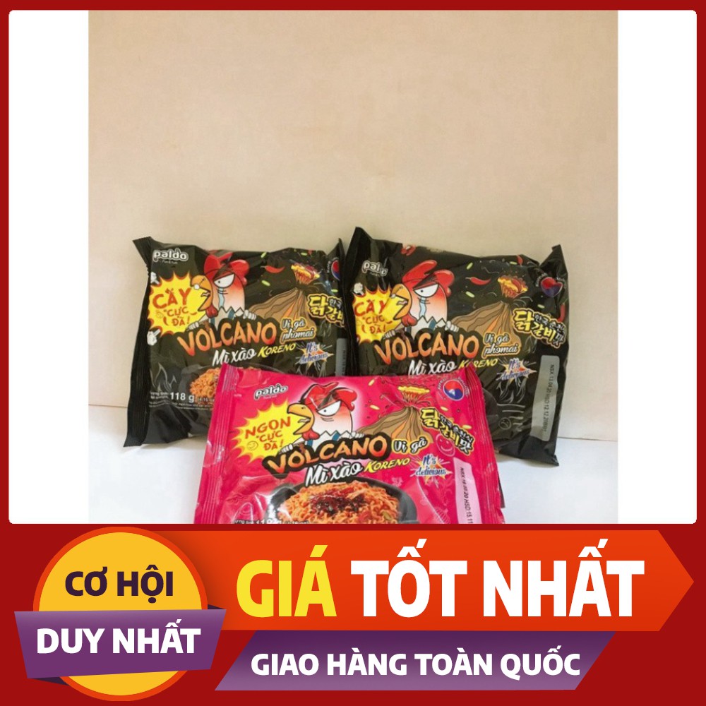 Mì Xào Ăn Liền Hàn Quốc Koreno Paldo Volcano Vị Gà và Vị Gà Phô Mai Gói ...