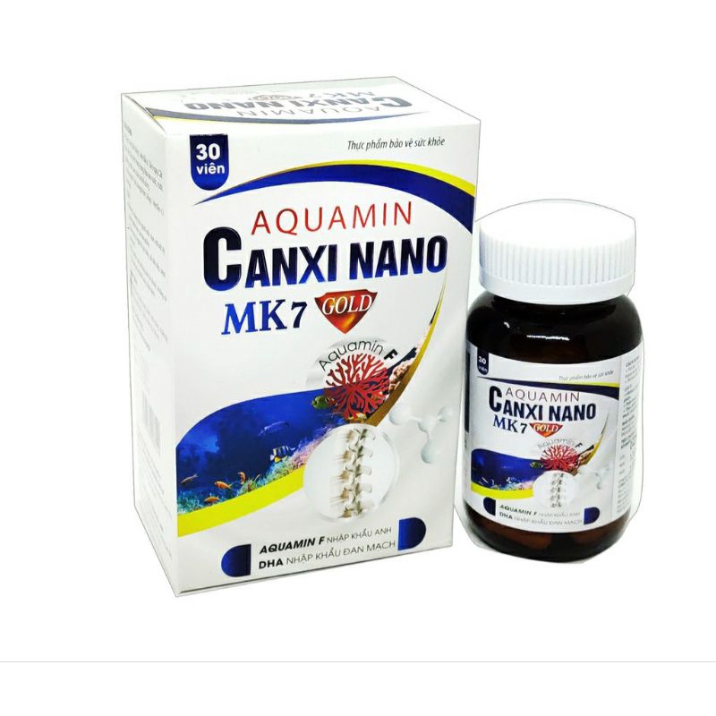 Viên uống bổ sung canxi - AQUAMIN CANXI NANO MK7 GOLD - Canxi từ tảo biển đỏ dùng an toàn cho ...