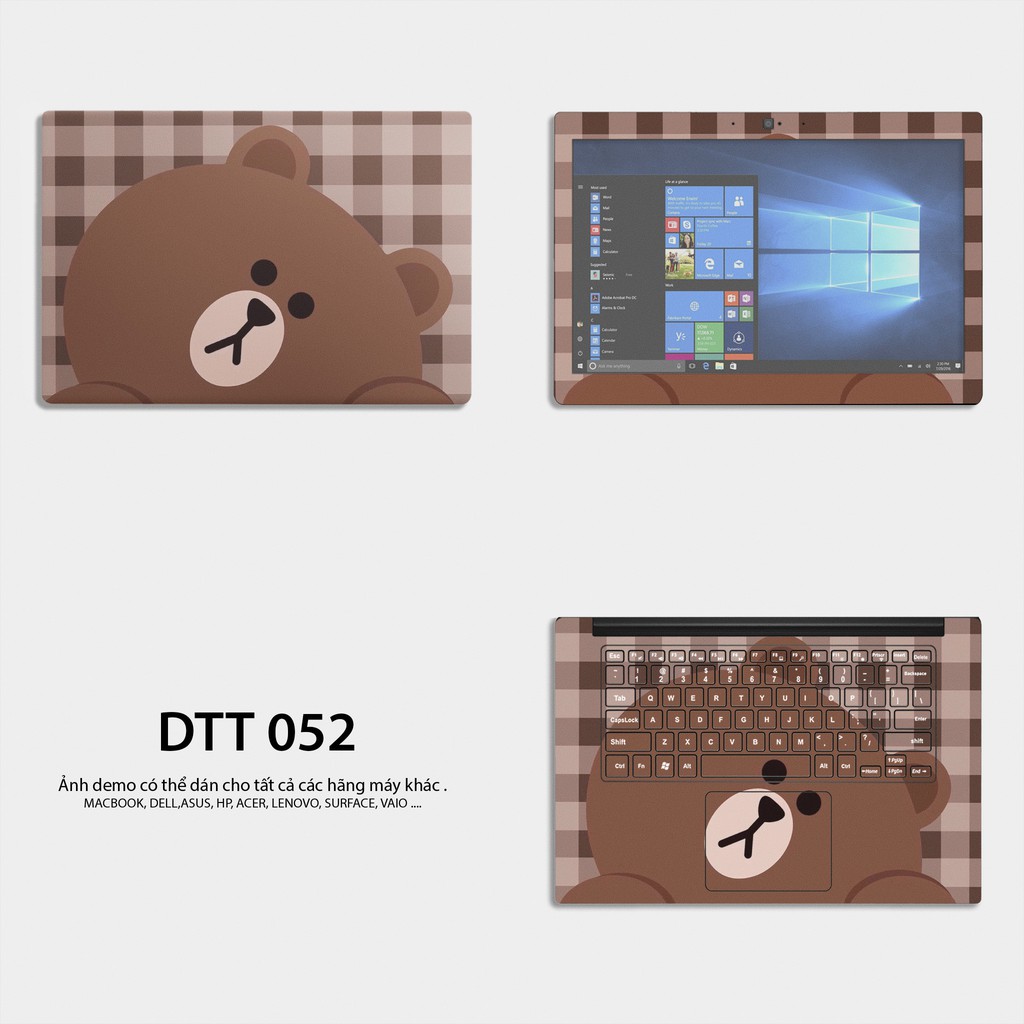 Miếng Dán Skin Laptop Gấu Nâu - Decal Dán cho Dell, Hp, Asus, Lenovo ...