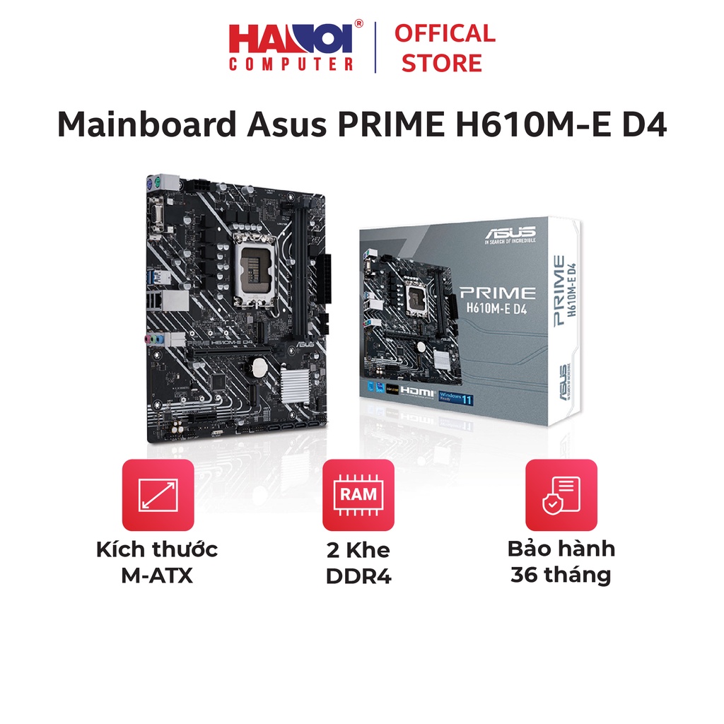 Mainboard Asus PRIME H610M-E D4 (Intel H610, LGA 1700, M-ATX, 2 khe RAM ...