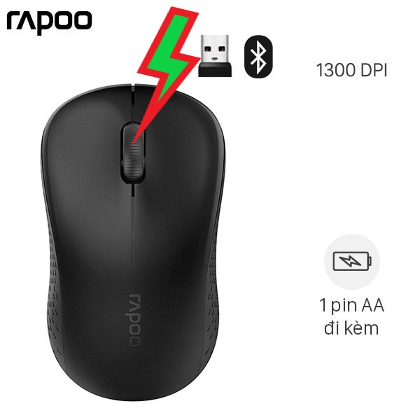 Chuột Không Dây Bluetooth Rapoo M160 Đen tăng kèm PIN AA | Shopee Việt Nam