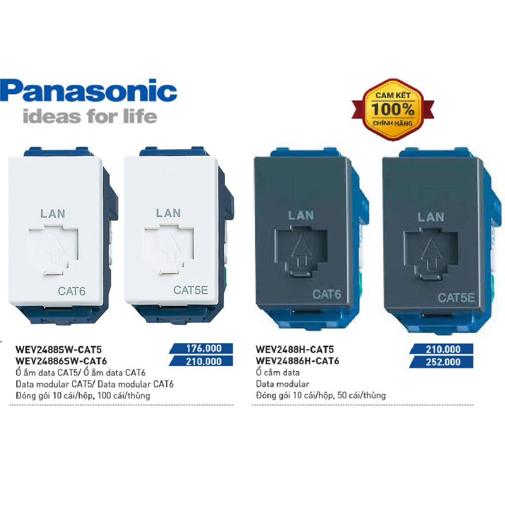 Ổ cắm Data Panasonic - WEV2488SW-CAT5, WEV24886SW-CAT6, WEV2488H-CAT5 ...