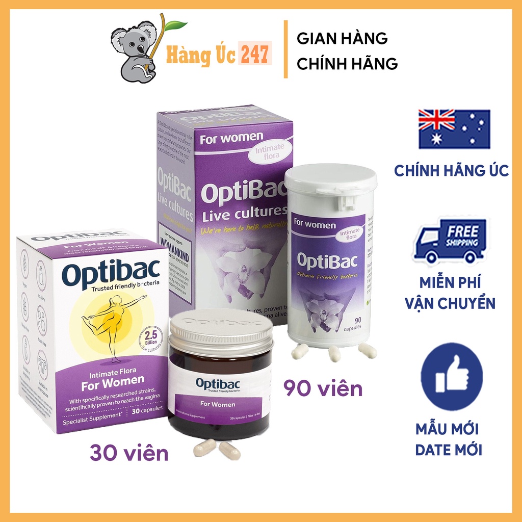 Optibac tím viên uống men vi sinh cho phụ nữ 30 viên, 90 viên chính ...