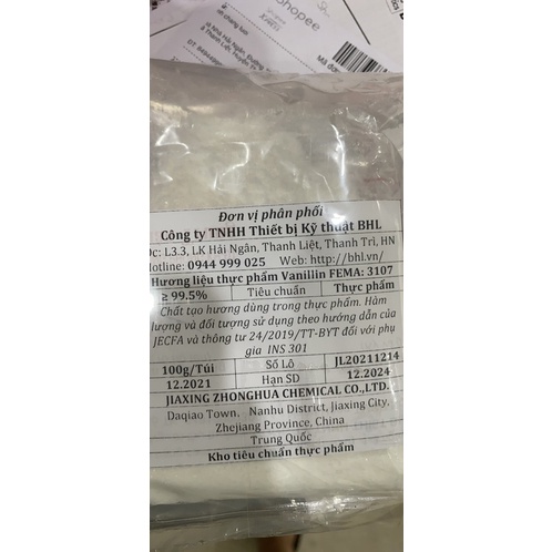 Hương liệu vanilin 99.5% túi 100g vanillin cấp thực phẩm | Shopee Việt Nam