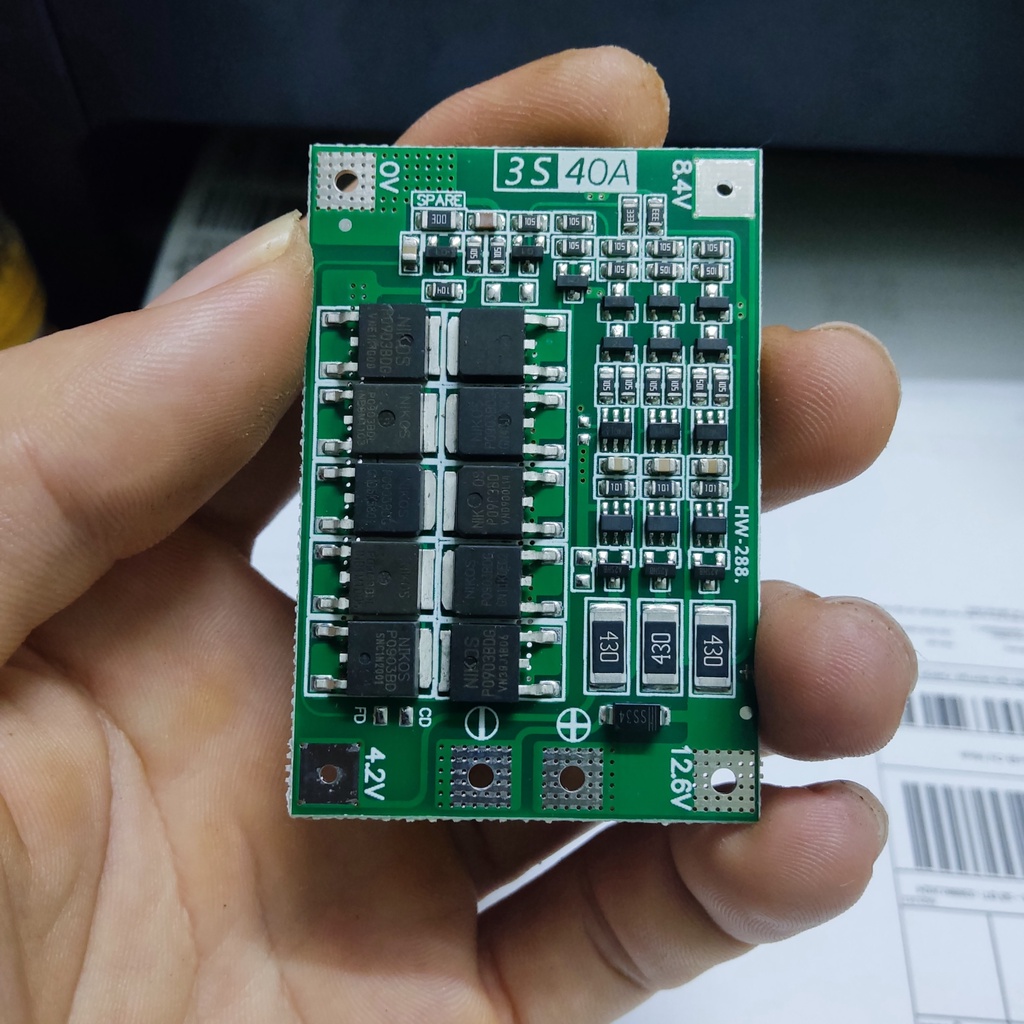 Mạch Bảo vệ pin 3S 12.6V 40A Tự động Cân bằng. Dùng được cho pin Li-on ...