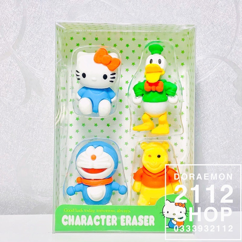 Combo 4 gôm hoạt hình DORAEMON - HELLO KITTY - POOH - DONAL DUCK ...