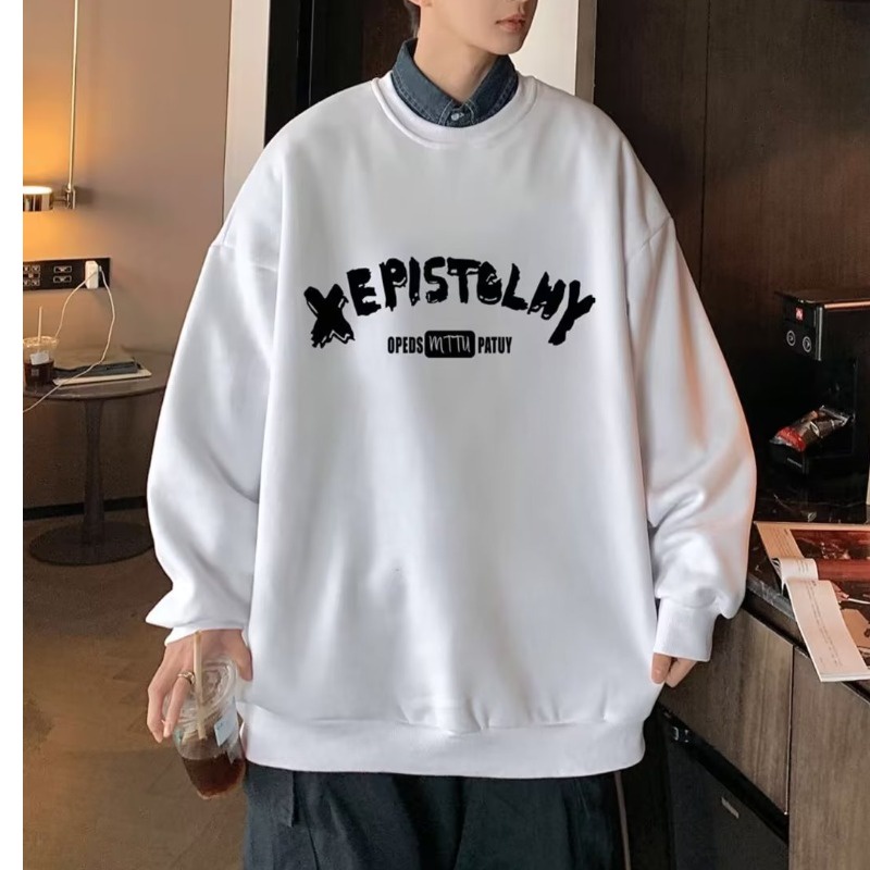 áo sweater nam bigsize có size lớn M-5xl Cổ Tròn Dáng Rộng In Chữ Thời ...