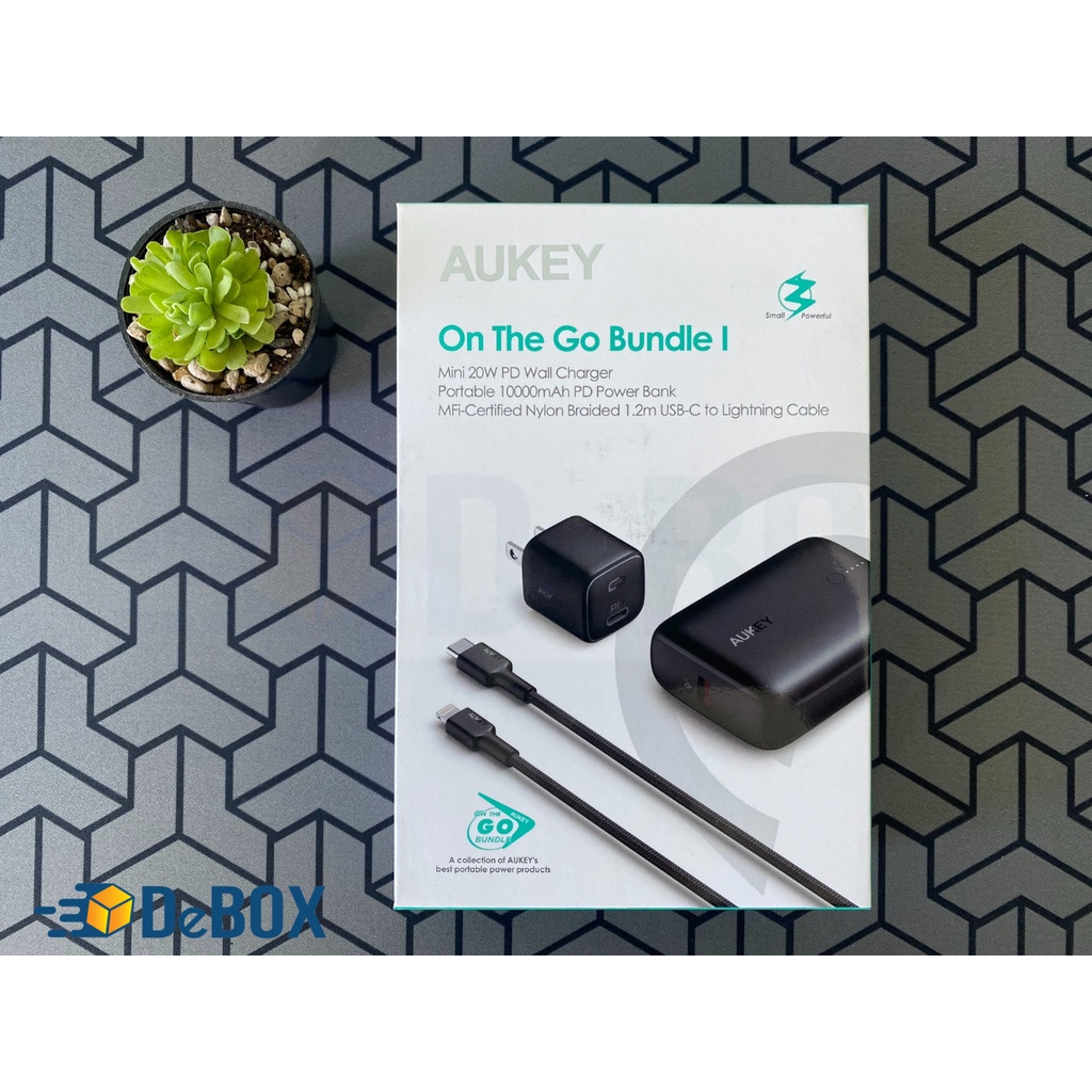 COMBO Bundle ON-THE-GO 3 trong 1 AUKEY TK-2 AUKEY (SDP N83S 10.000mAh, Cốc B1 20W, Cáp PD CL1 ...
