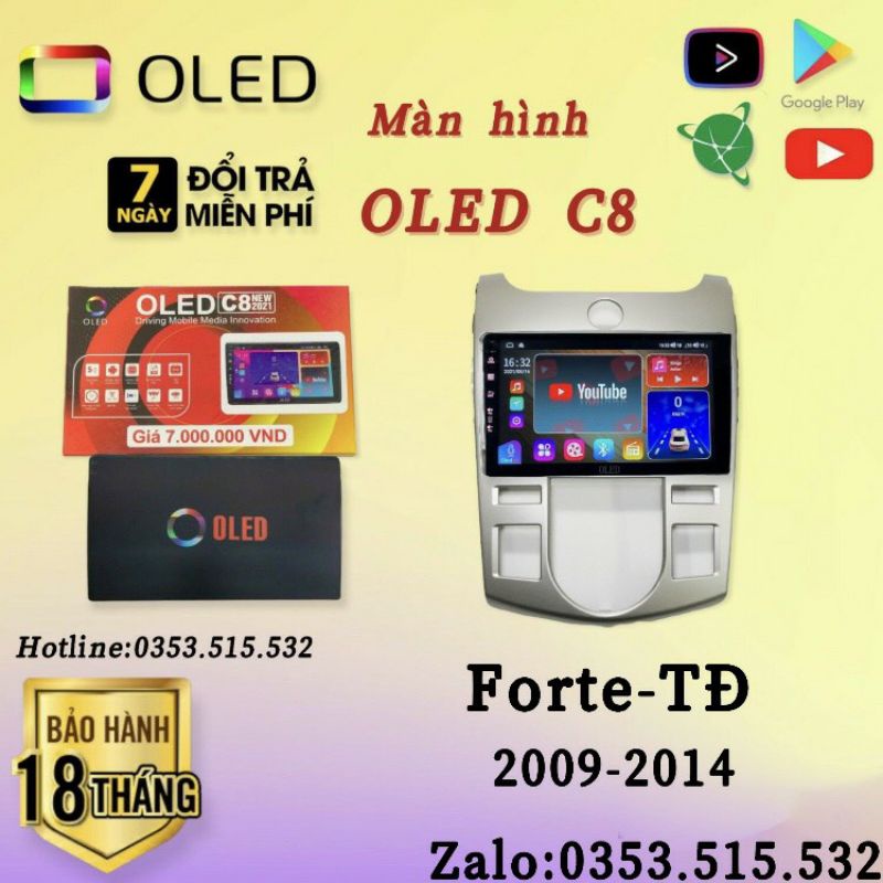 Màn hình android OLED C8 New theo xe Forte 2009 - 2014 Đh tự động kèm ...