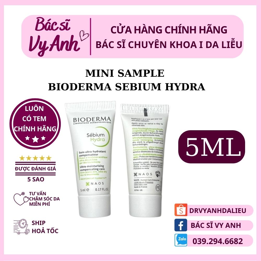 [ CHÍNH HÃNG] MINI SAMPLE KEM DƯỠNG ẨM BIODERMA SEBIUM HYDRA 5ML BÁC SĨ ...