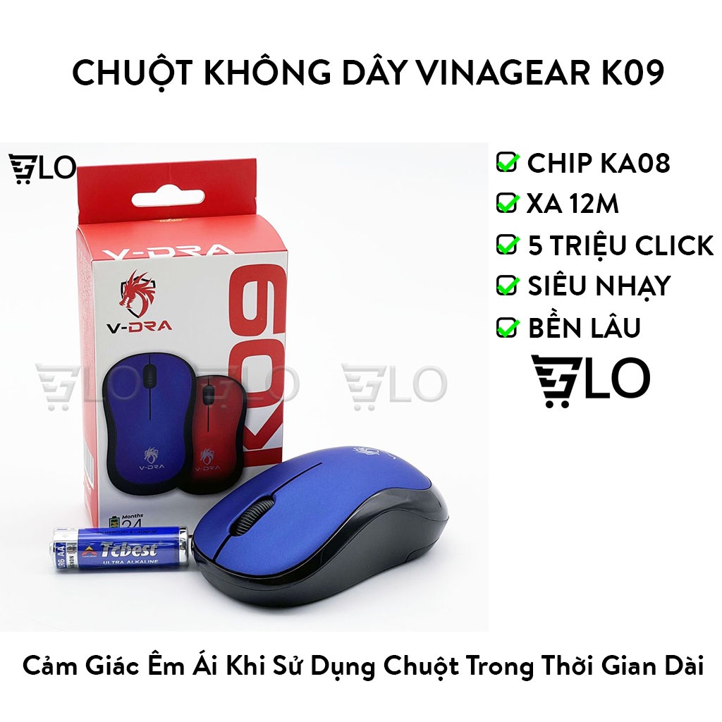 Chuột Không Dây Cao Cấp Vinagear K09, Có Công Tắc Bật/Tắt Bảo Hành 1 ...