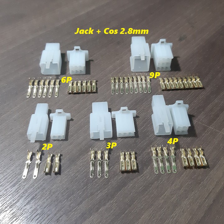 Set 5 Bộ Giắc Cắm (Đực+Cái) 2P, 3P, 4P, 6P, 9P Nối Dây Điện Cho Xe Máy, ÔTô (Kèm Cos 2.8mm ...