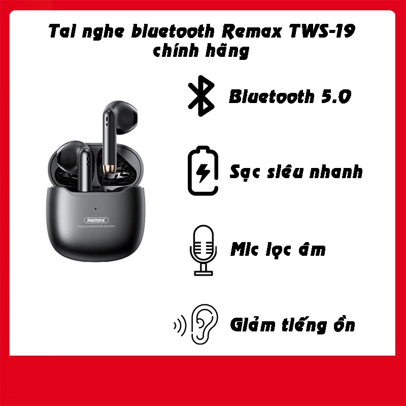Tai Nghe Bluetooth REMAX TWS-19 true wireless Kiểu Dáng airpods Có Đế ...