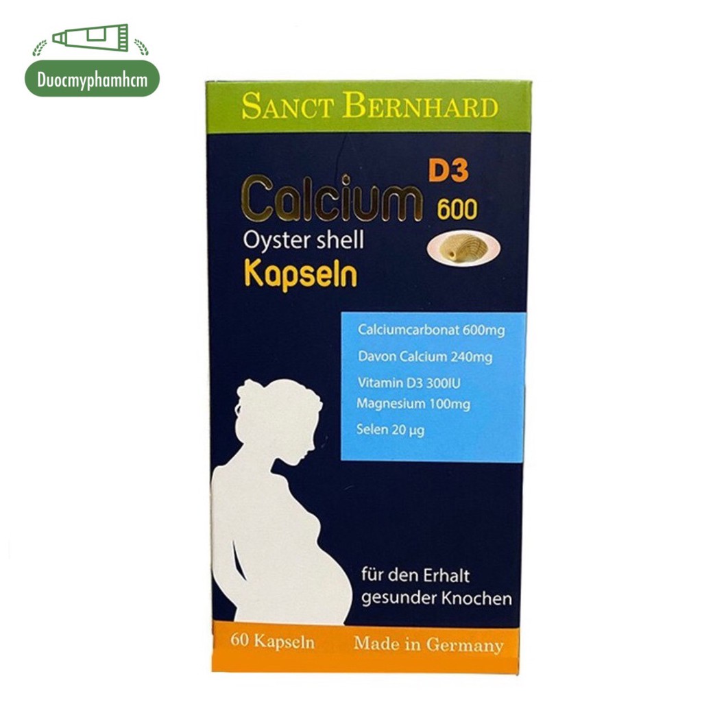 CALCIUM D3 600 Oyster shell Kapseln-Bổ sung canxi cho bà bầu, người cao tuổi (Hộp 60 viên ...