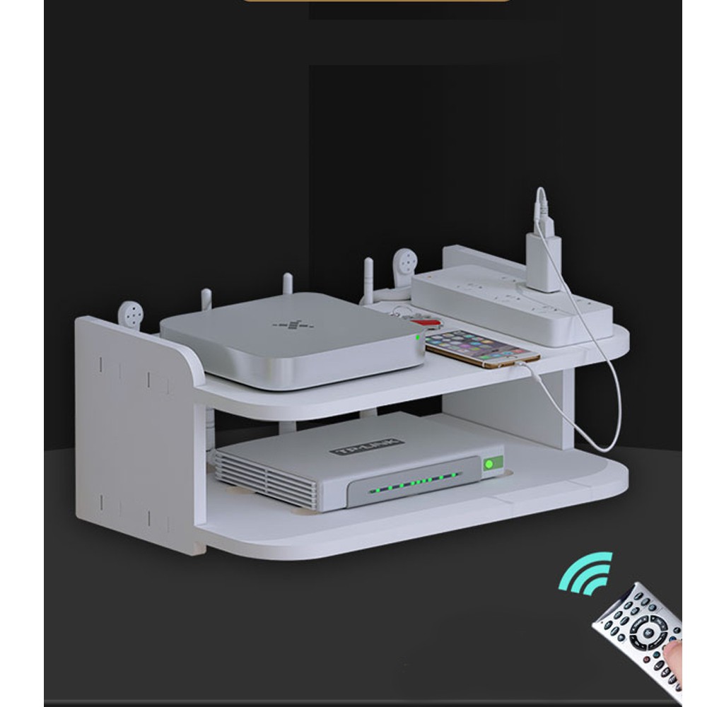 Kệ wifi treo tường 2 tầng không cần khoan để modem wifi, đầu thu kỹ ...
