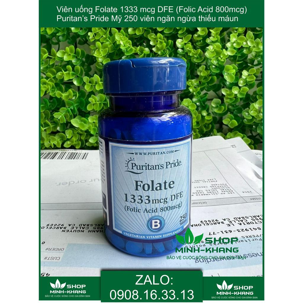 Viên uống Folate 1333 mcg DFE (Folic Acid 800mcg) Puritan’s Pride Mỹ ...