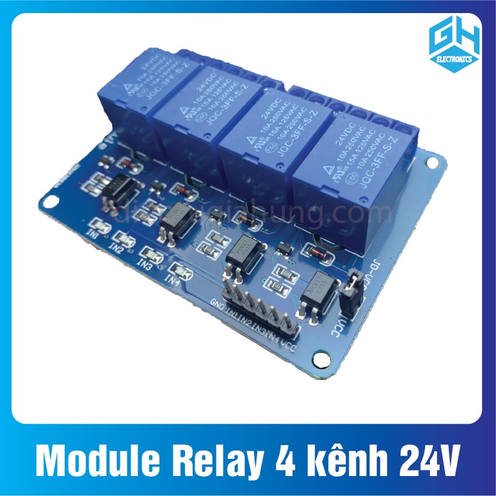 Module Relay 4 kênh 24V chịu được hiệu điện thế lên đến 250VAC 10A có ...