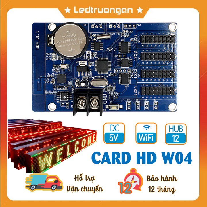 Mạch điều khiển HD W04 - card led ma trận 1 màu, 3 màu | Shopee Việt Nam