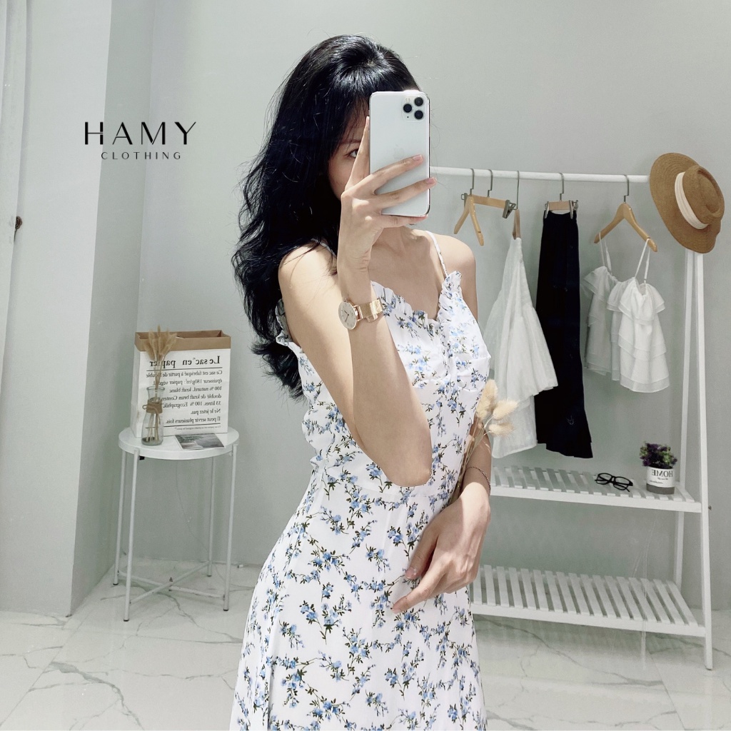 Váy hai dây hoa nhí vải cotton cao cấp Váy hai dây thời trang HaMy V07 | Shopee Việt Nam