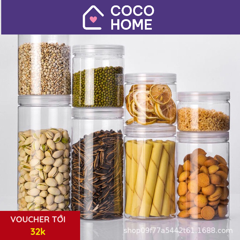Hộp nhựa đựng ngũ cốc kèm miếng dán kín Coco Home - Lọ bảo quản ngũ cốc trong suốt | Shopee Việt Nam