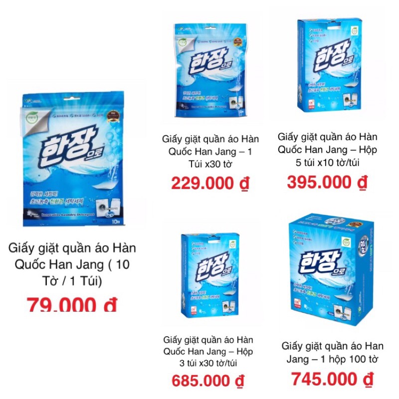 giấy giặt han jang loại 10-30-50-90-100 tờ | Shopee Việt Nam