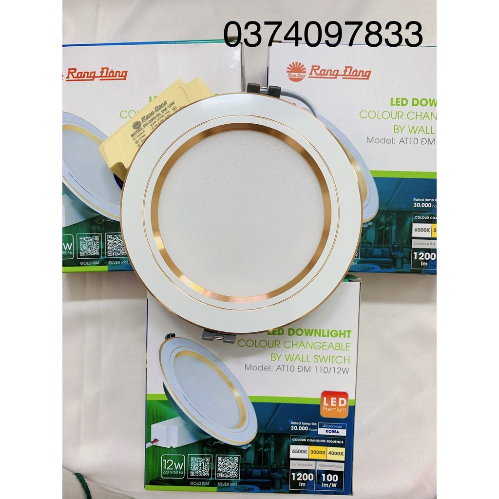 Đèn LED Downlight âm trần đổi màu 12W Rạng Đông AT10 ĐM 110/12W, Viền ...