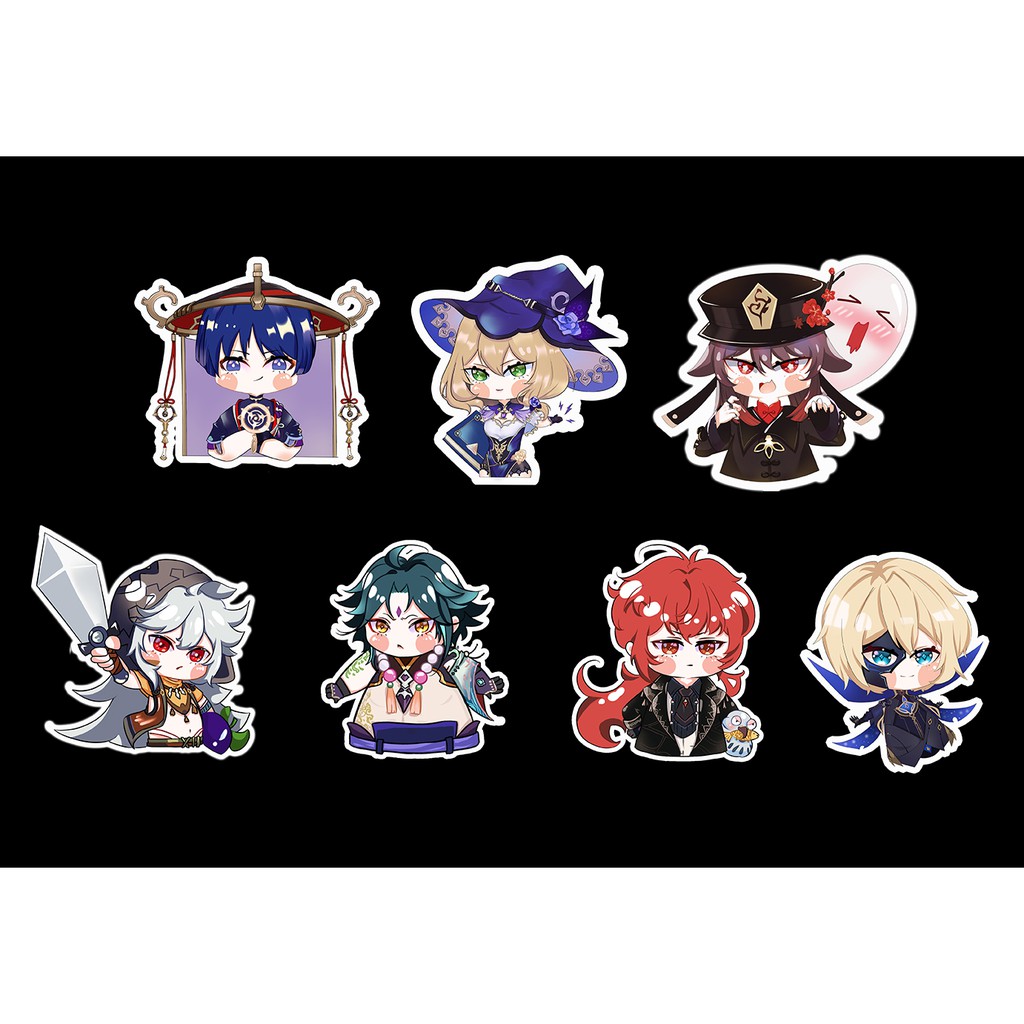 Sticker genshin impact Diluc Xiao Razor Lisa Hutao Scaramouche ...