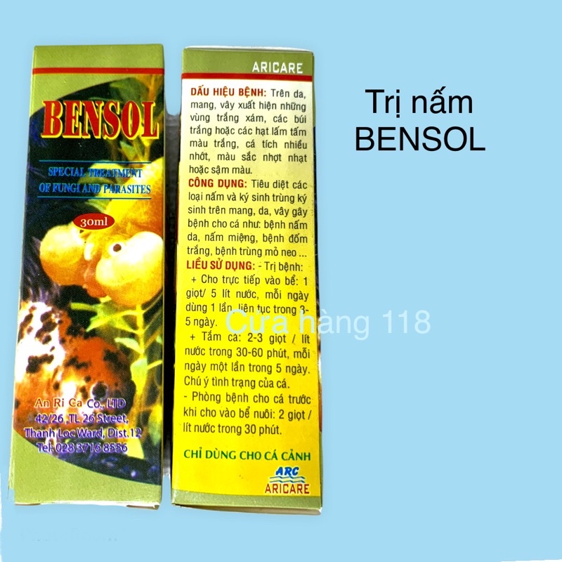 Dung dịch BENSOL chữa nấm, ký sinh trùng 60ml (chai lớn) | Shopee Việt Nam