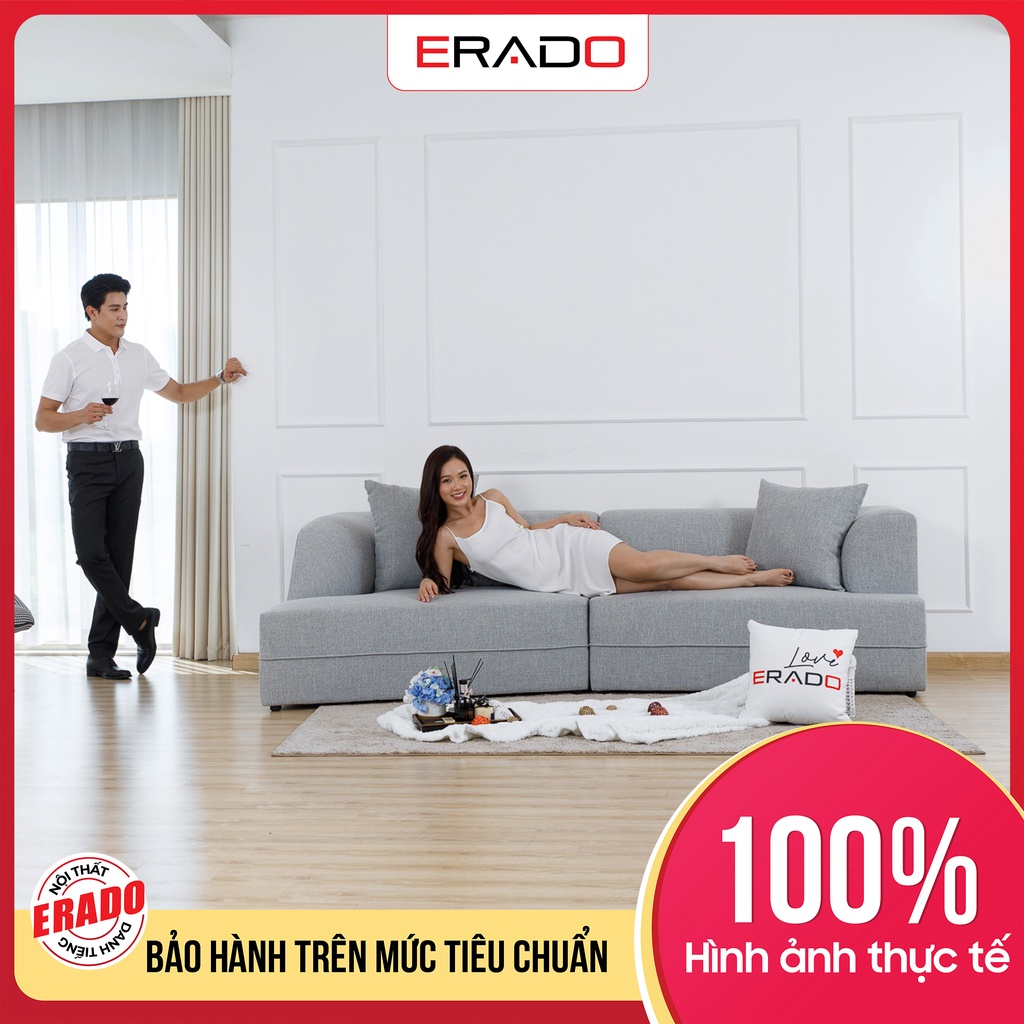 Sofa văng Erado bọc vải góc phải mã DV01 màu xám xanh sang trọng nhập ...