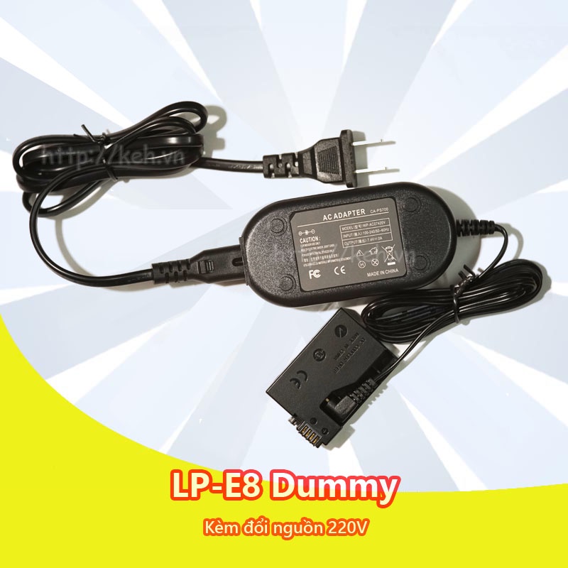 Pin giả LP-E8 DR-E8 dummy battery kèm đổi nguồn dự phòng 220V cho máy ...