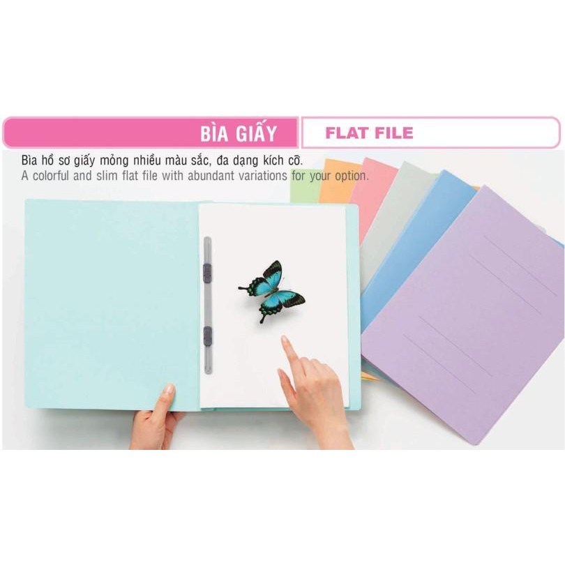 Xấp 10 bìa giấy có acco nhựa Plus Flat File A4S, 021N ( màu ngẫu nhiên ...