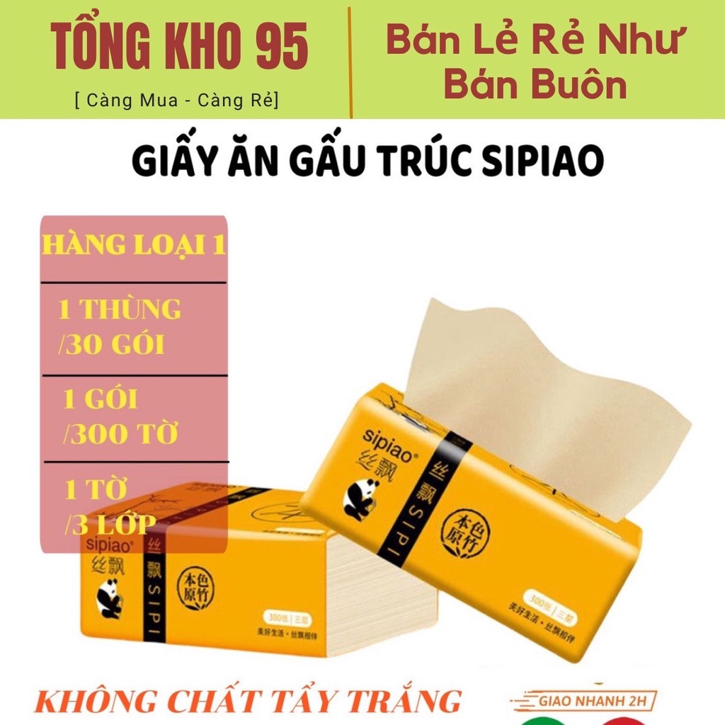 [HÀNG LOẠI 1] Giấy ăn gấu trúc Sipiao chính hãng gói 300 tờ, thùng 30 ...