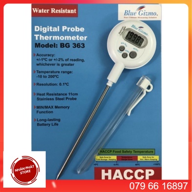 Nhiệt kế điện tử dùng trong nhà bếp, thức ăn, thức uống, làm bánh Blue ...