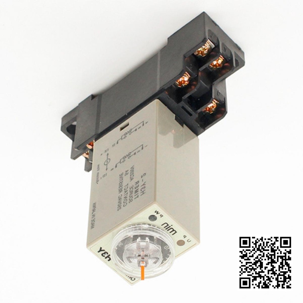 Timer mini H3Y-2 điện áp 12VDC, 24VDC, 220VAC rơ le thời gian 8 chân dẹp nhỏ tặng kèm chân đế ...