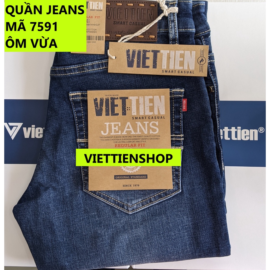 (7591 JRF) QUẦN JEANS VIỆT TIẾN FORM ÔM VỪA REGULAR FIT | Shopee Việt Nam