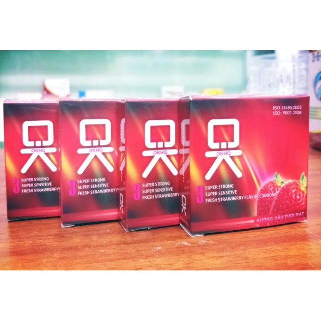 Combo 4 hộp bcs OK hương dâu hộp 3 chiếc | Shopee Việt Nam